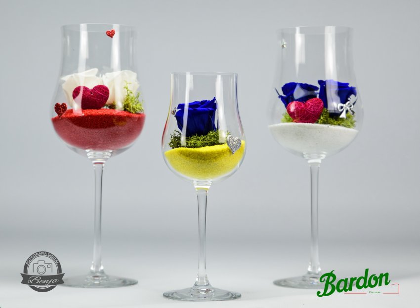 Copas con Rosas Eternas | BARDON FLORISTAS